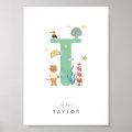 Cute Nursery Personalized Alphabet Letter T Poster | Zazzle