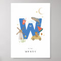 Cute Nursery Personalized Alphabet Letter W Poster | Zazzle