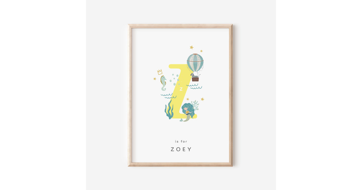 Cute Nursery Personalized Alphabet Letter Z Poster | Zazzle