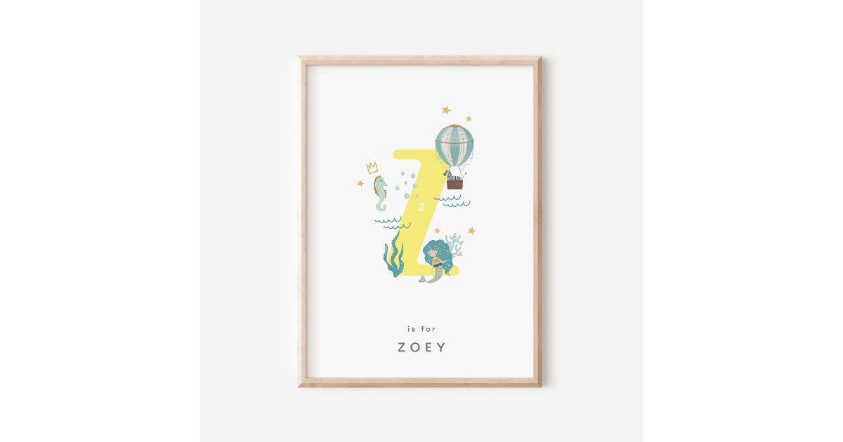 Cute Nursery Personalized Alphabet Letter Z Poster | Zazzle