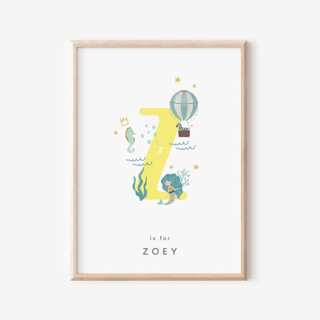 Cute Nursery Personalized Alphabet Letter Z Poster | Zazzle
