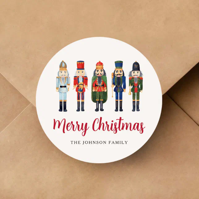 Cute Nutcracker Merry Christmas Classic Round Sticker | Zazzle