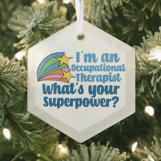 Cute Occupational Therapist Super OT Christmas Glass Ornament | Zazzle