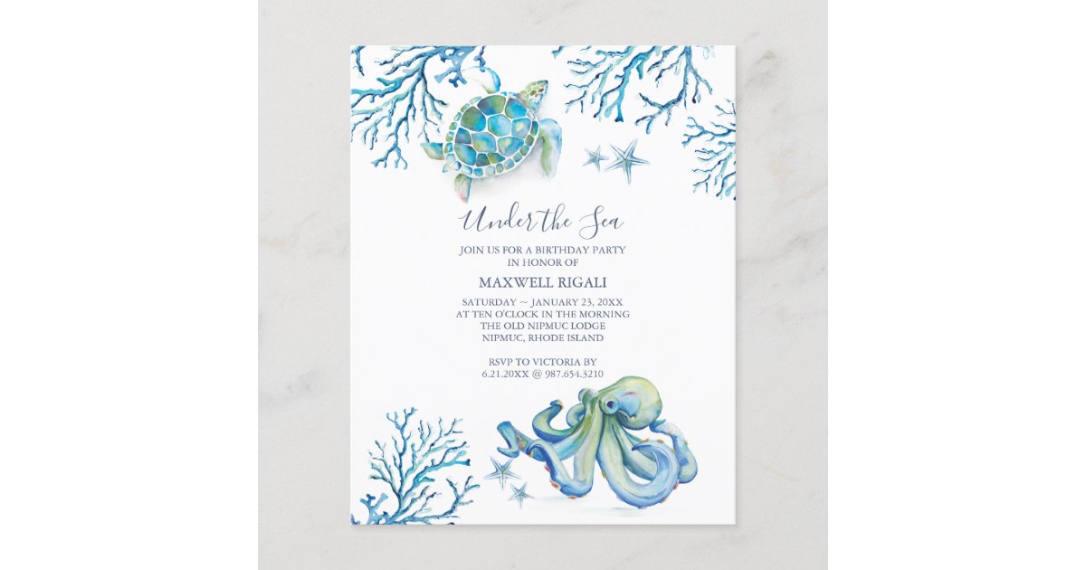 Cute Ocean Animals Boys Budget Birthday Invitation | Zazzle