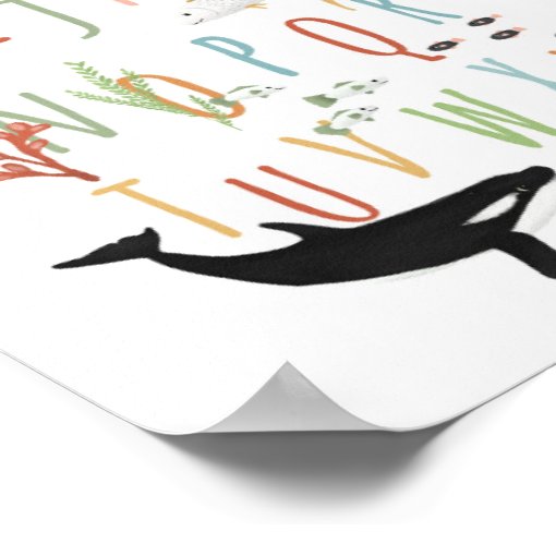 Cute Ocean Educational Alphabet Neutral Nursery Poster | Zazzle