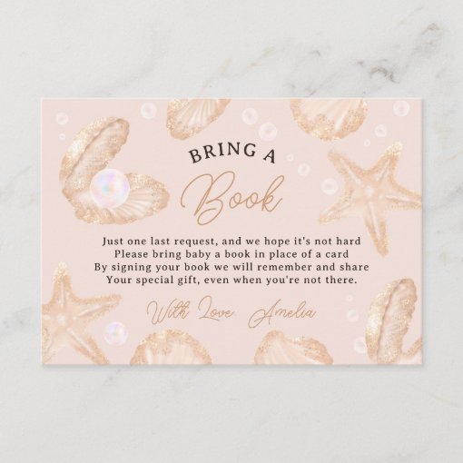 Cute ocean little pearl baby shower bring a book enclosure card | Zazzle