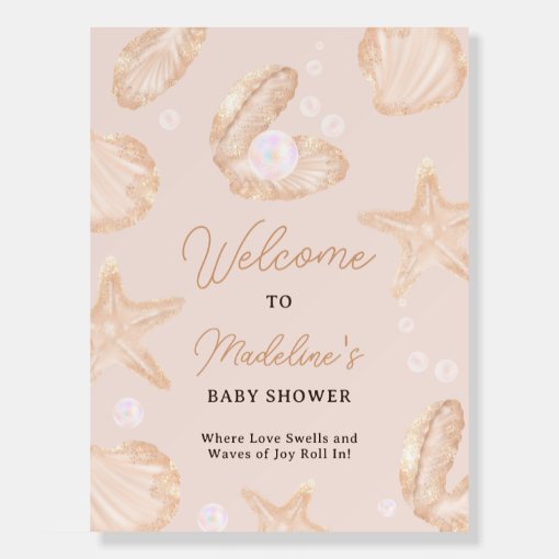Cute ocean little pearl baby shower welcome foam board | Zazzle