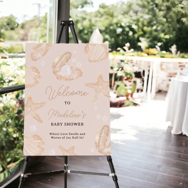 Cute ocean little pearl baby shower welcome foam board | Zazzle