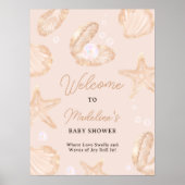 Cute ocean little pearl baby shower welcome poster | Zazzle