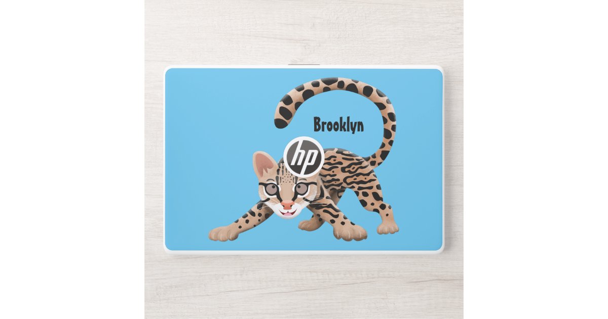 Cute ocelot cartoon illustration HP laptop skin | Zazzle