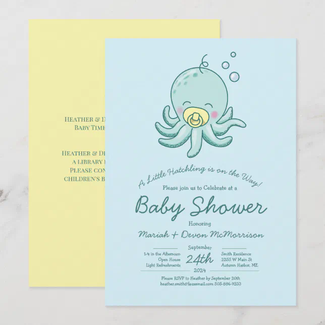Cute Octopus Baby Shower Kawaii Invitation | Zazzle