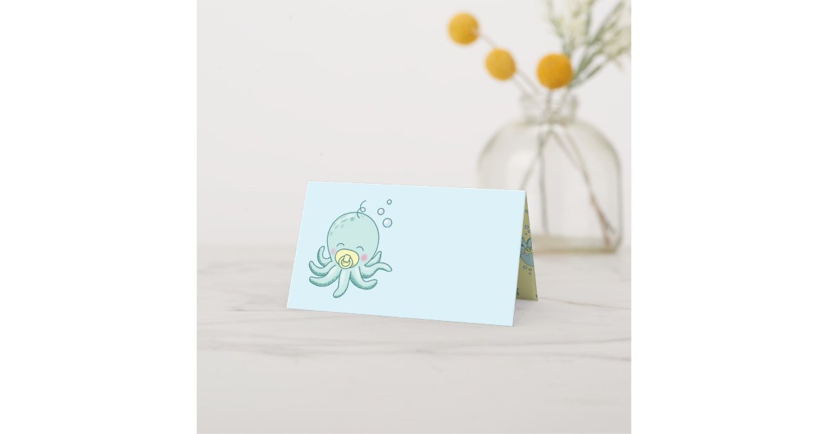 Cute Octopus Baby Shower Kawaii Place Card | Zazzle