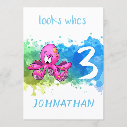 Cute Octopus Birthday Card Blue | Zazzle.com