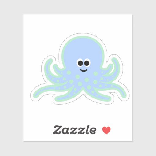 Cute Octopus Light Blue and Green with Polka-Dots Sticker | Zazzle