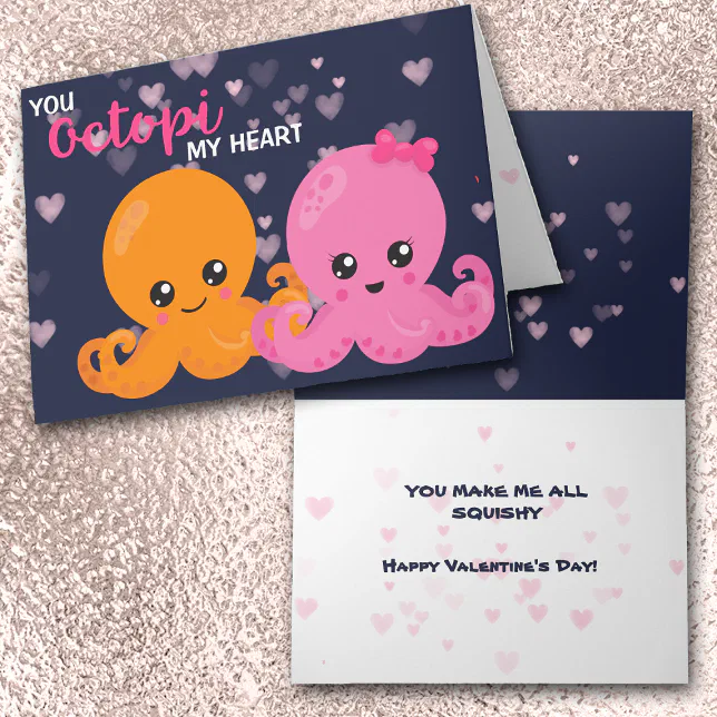 Cute Octopus Valentine Card | Zazzle