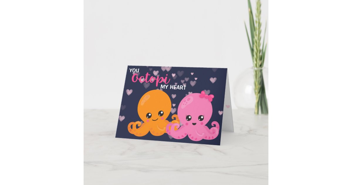 Cute Octopus Valentine Card | Zazzle