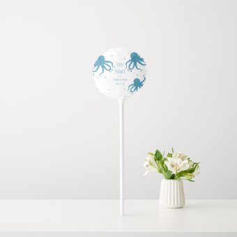 Cute Octopuses Heart Blue Baby Shower Balloon | Zazzle