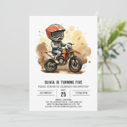 Cute Off-Road Motorcycle Birthday Invitation | Zazzle