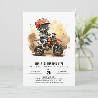 Cute Off-Road Motorcycle Birthday Invitation | Zazzle