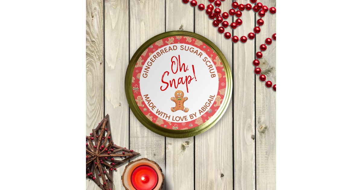 Cute Oh Snap Gingerbread Sugar Scrub Labels | Zazzle