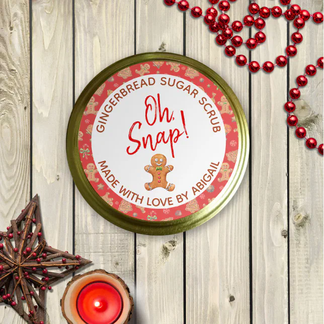 Cute Oh Snap Gingerbread Sugar Scrub Labels | Zazzle