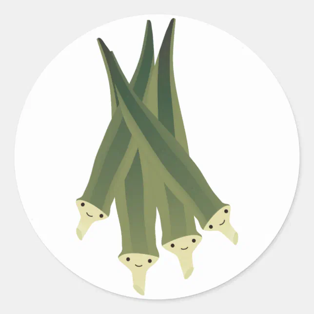 Cute Okra Classic Round Sticker | Zazzle