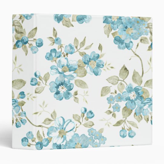 Cute Olive Green Aqua Turquoise Floral Watercolor Binder | Zazzle.com