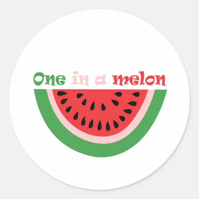 Cute One In A Melon 1st Birthday Classic Round Sticker | Zazzle