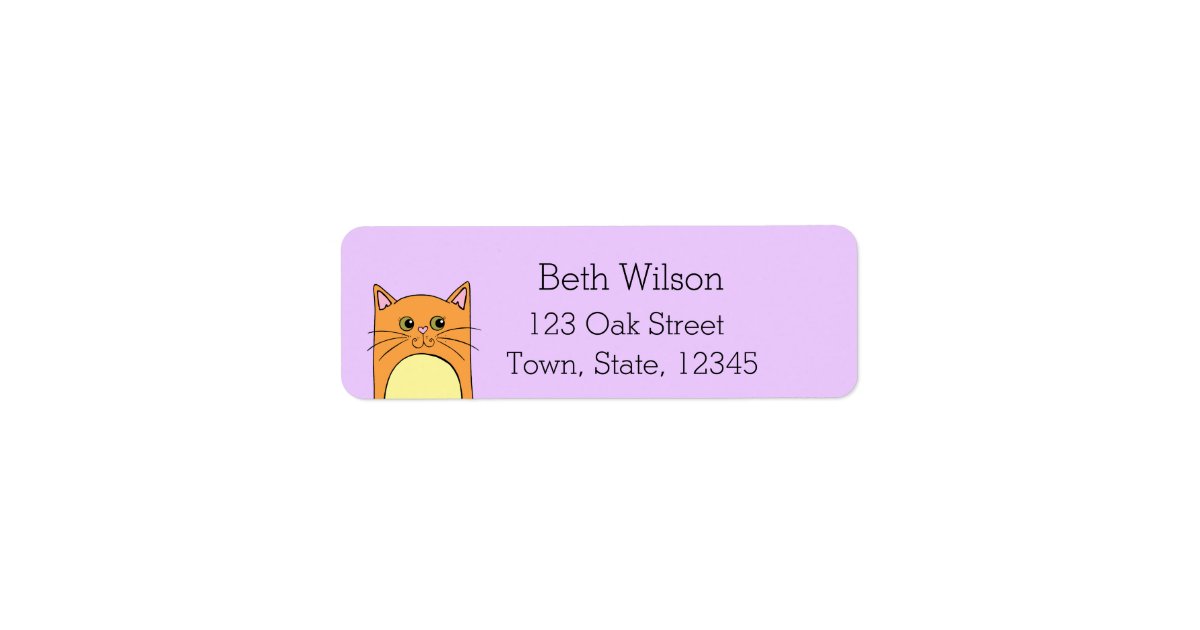 Cute Orange Cat Custom Address Labels | Zazzle