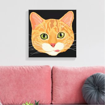 Cute Orange Cat Face Illustration Canvas Print | Zazzle