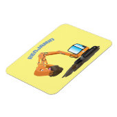 Cute orange excavator digger cartoon magnet | Zazzle