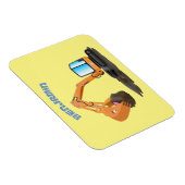 Cute orange excavator digger cartoon magnet | Zazzle