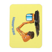 Cute orange excavator digger cartoon magnet | Zazzle