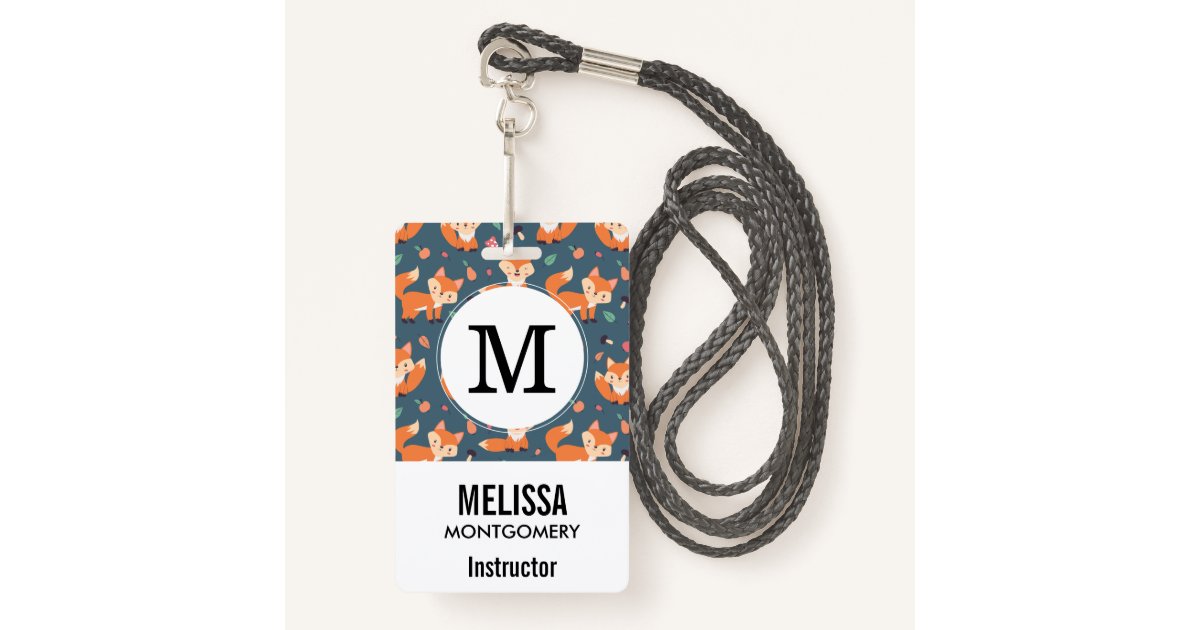 Cute Orange Fox Animal Pattern Badge | Zazzle