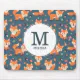 Cute Orange Fox Animal Pattern Monogram Mouse Pad | Zazzle