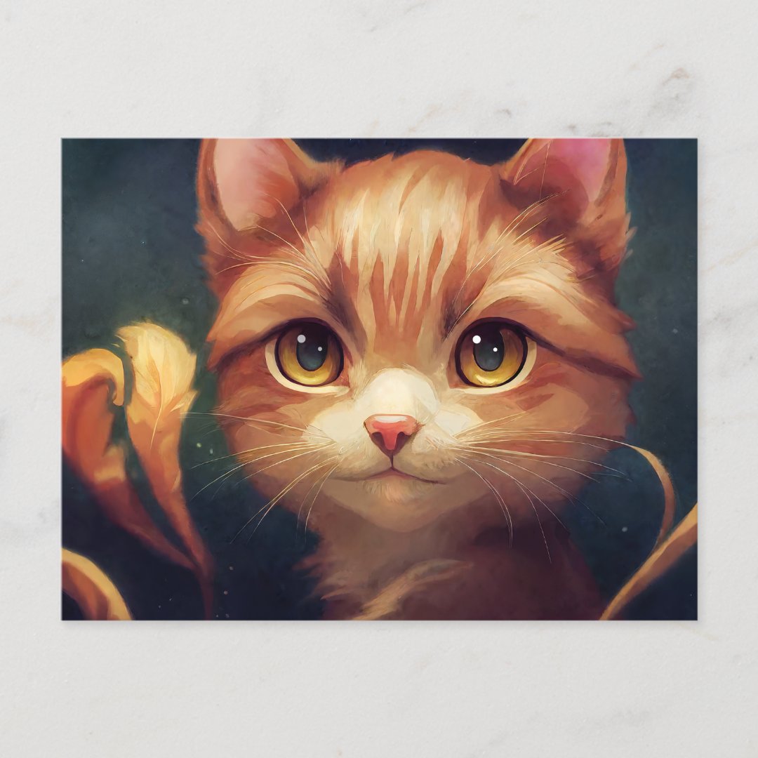 Cute Orange Kitty Cat Jigsaw Puzzle Postcard | Zazzle