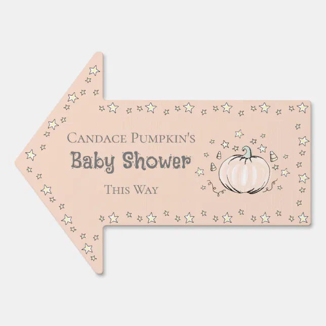 Cute Orange Little Pumpkin Baby Shower Arrow Sign | Zazzle