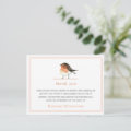 Cute Orange Robin Simple Elegant Funeral Thank You Note Card | Zazzle
