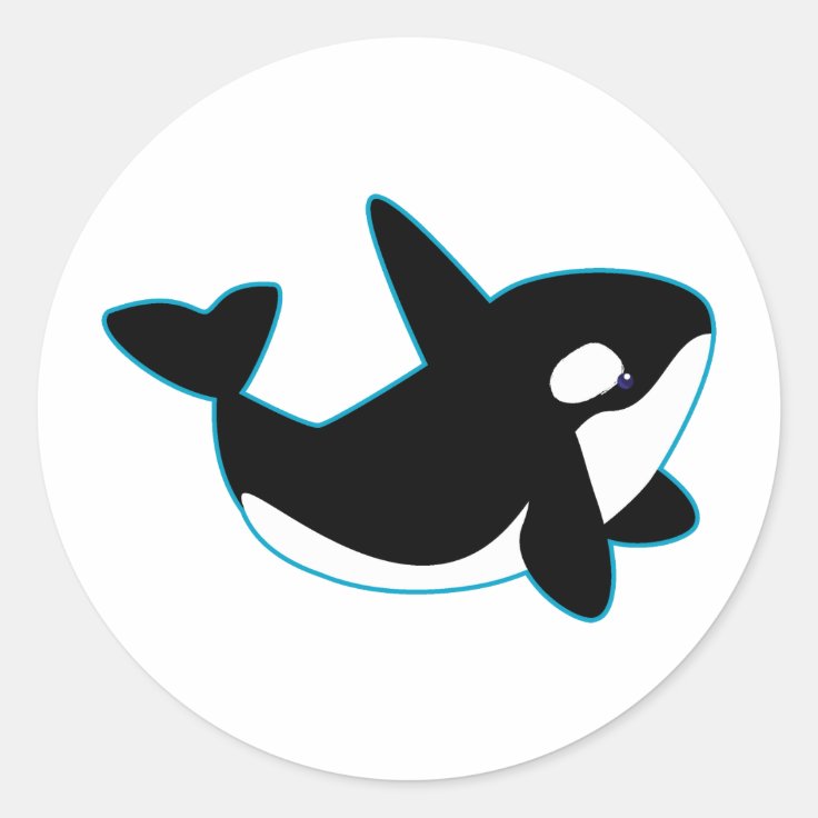 Cute Orca (Killer Whale) Classic Round Sticker | Zazzle