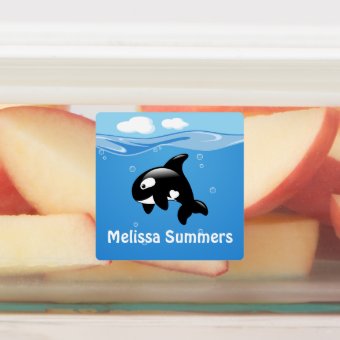 Cute Orca, Killer Whale in Ocean Kids' Labels | Zazzle