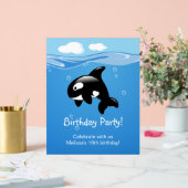 Cute Orca Whale Birthday Party Acrylic Sign | Zazzle