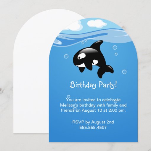 Cute Orca Whale Birthday Party Invitation | Zazzle