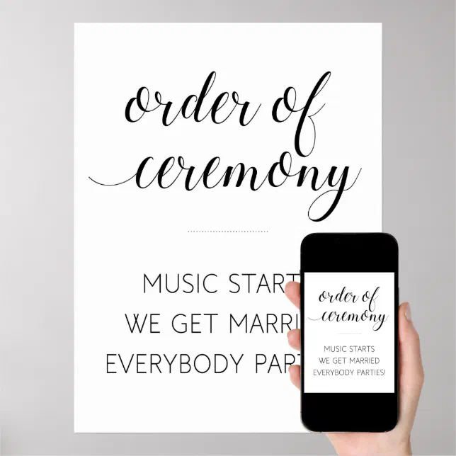 Cute Order of Wedding Ceremony Sign | Zazzle