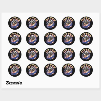 Cute Otter Astronaut Outer Space Shuttle Cadet Classic Round Sticker ...