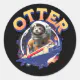 Cute Otter Astronaut Outer Space Shuttle Cadet Classic Round Sticker ...