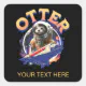 Cute Otter Astronaut Outer Space Shuttle Cadet Square Sticker | Zazzle
