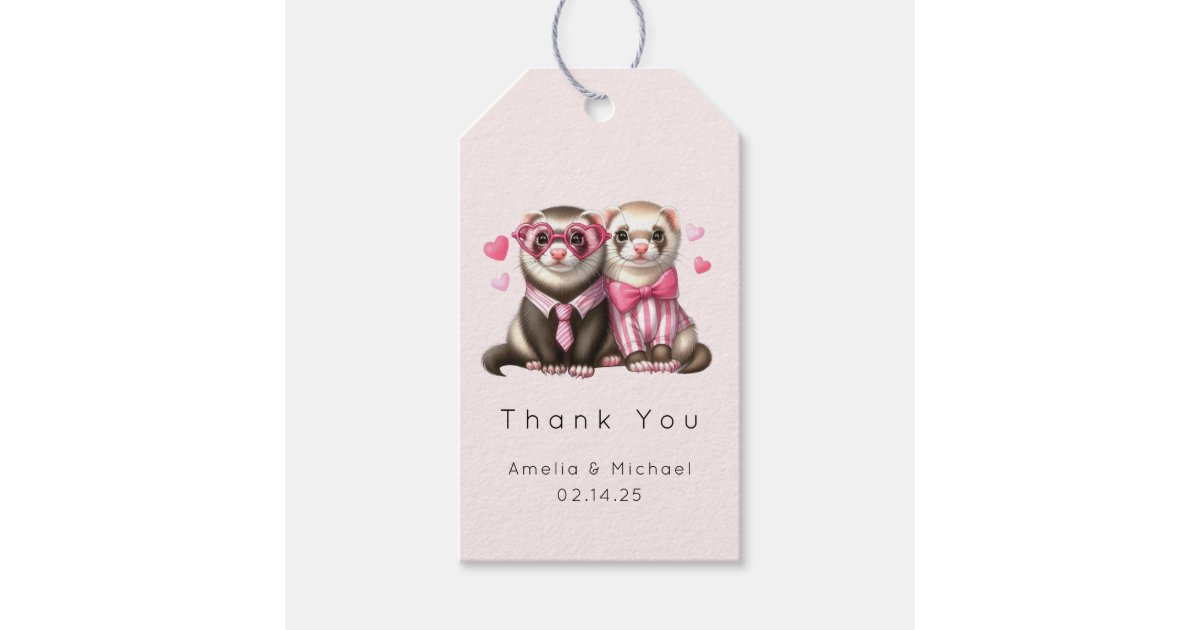 Cute Otter Couple in Love Valentine's Thank You Gift Tags | Zazzle