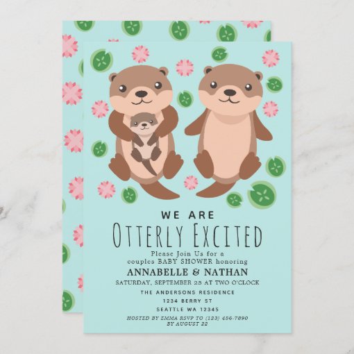 Cute Otter Couples Baby Shower Invitation | Zazzle