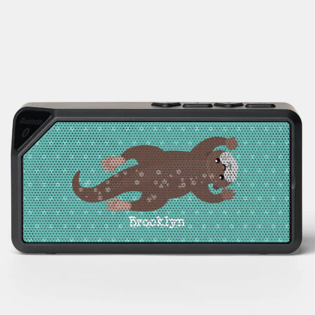 Cute otter diving cartoon illustration bluetooth speaker | Zazzle
