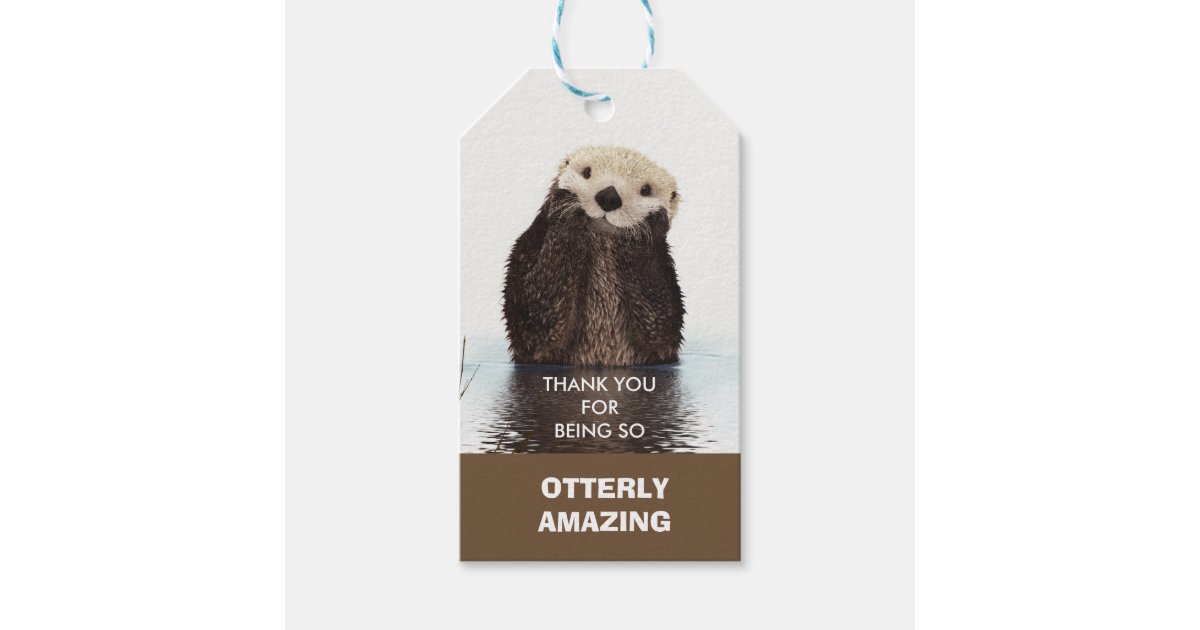 Cute Otter Image Pun - Otterly Amazing Thank You Gift Tags | Zazzle